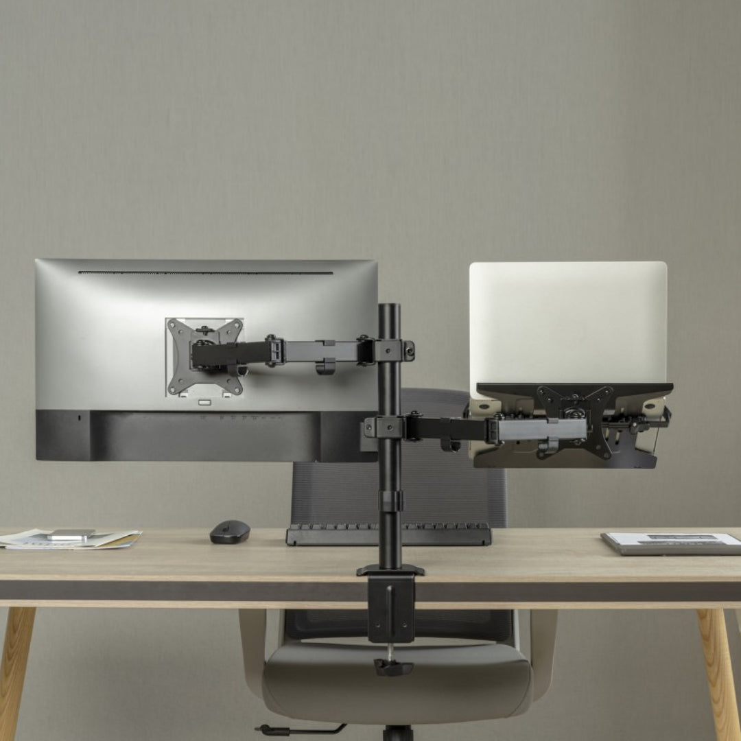 Soporte Brazo Doble para Portátil y Monitor en Acero – Ergonomus CO