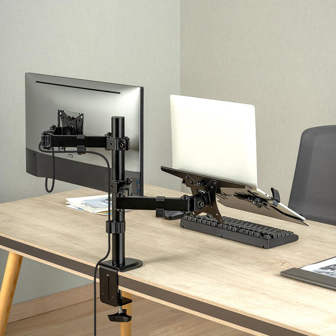 Soporte Brazo Doble para Portátil y Monitor en Acero – Ergonomus CO