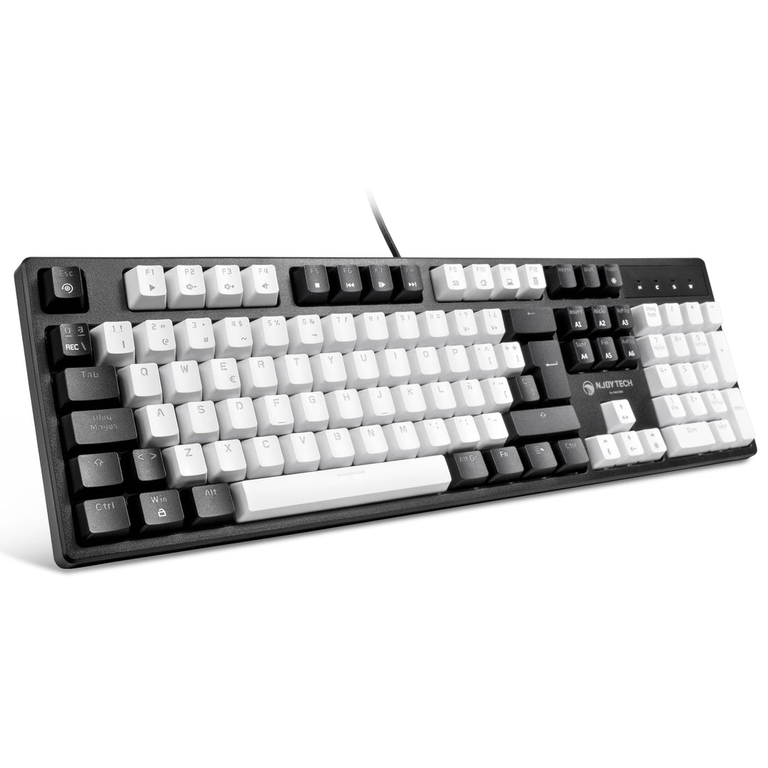 Teclado Gamer Njoytech Mecánico Retroiluminado Negro y Blanco ...